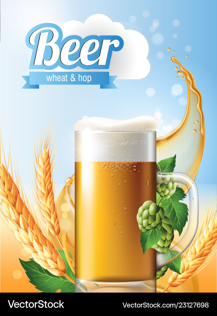 Beer poster template for classic white ad Vector Image