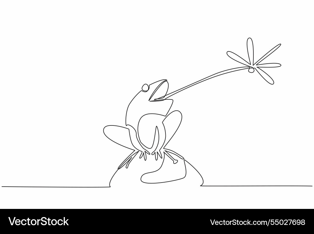 Continuous one line drawing frog sitting Vector Image