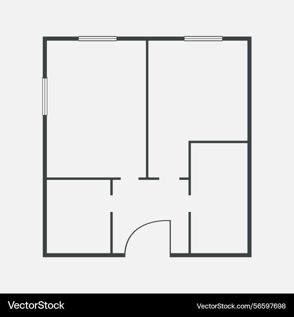 Floorplan simple icon room flat apartment line Vector Image