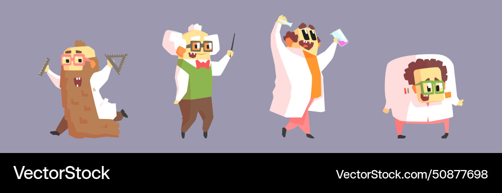 Funny mad scientist man character in lab coat Vector Image