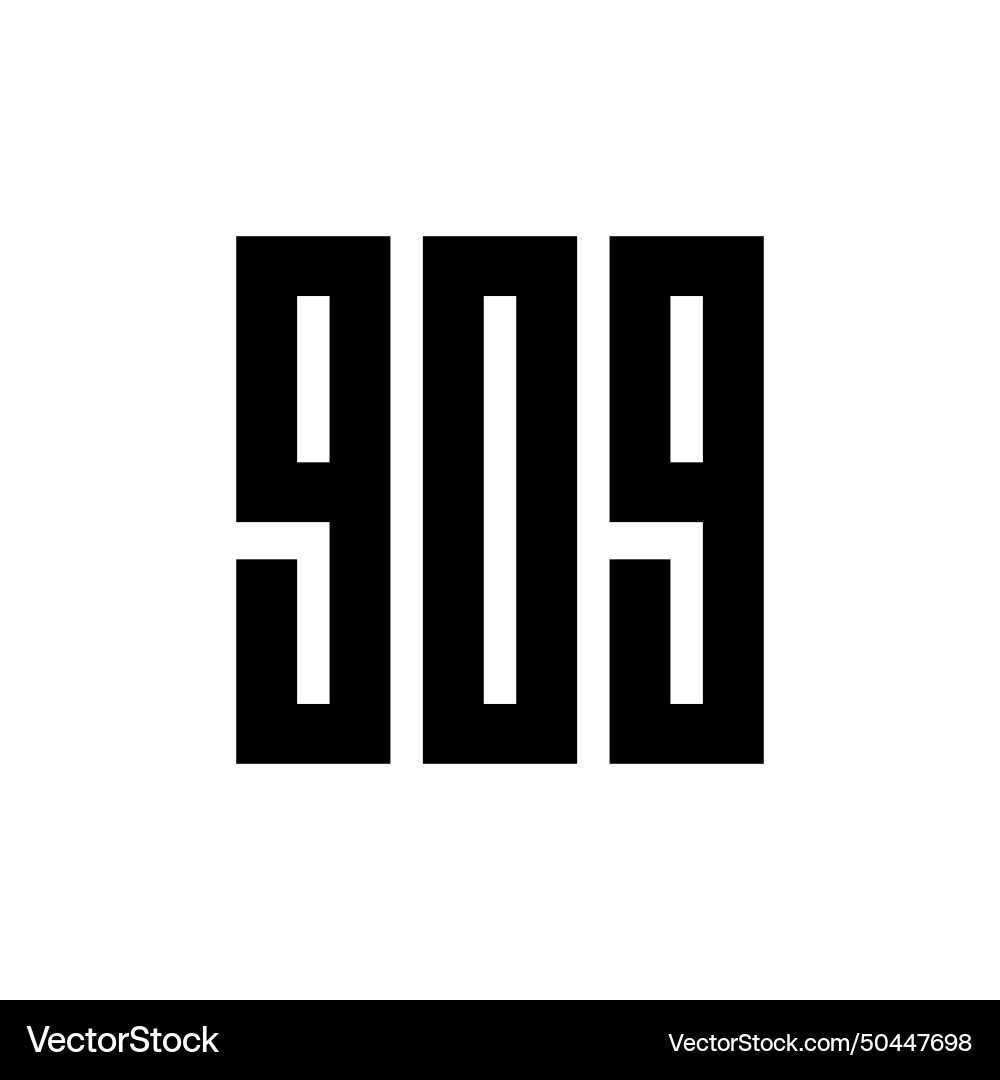 Number 909 monogram logo design black on white Vector Image