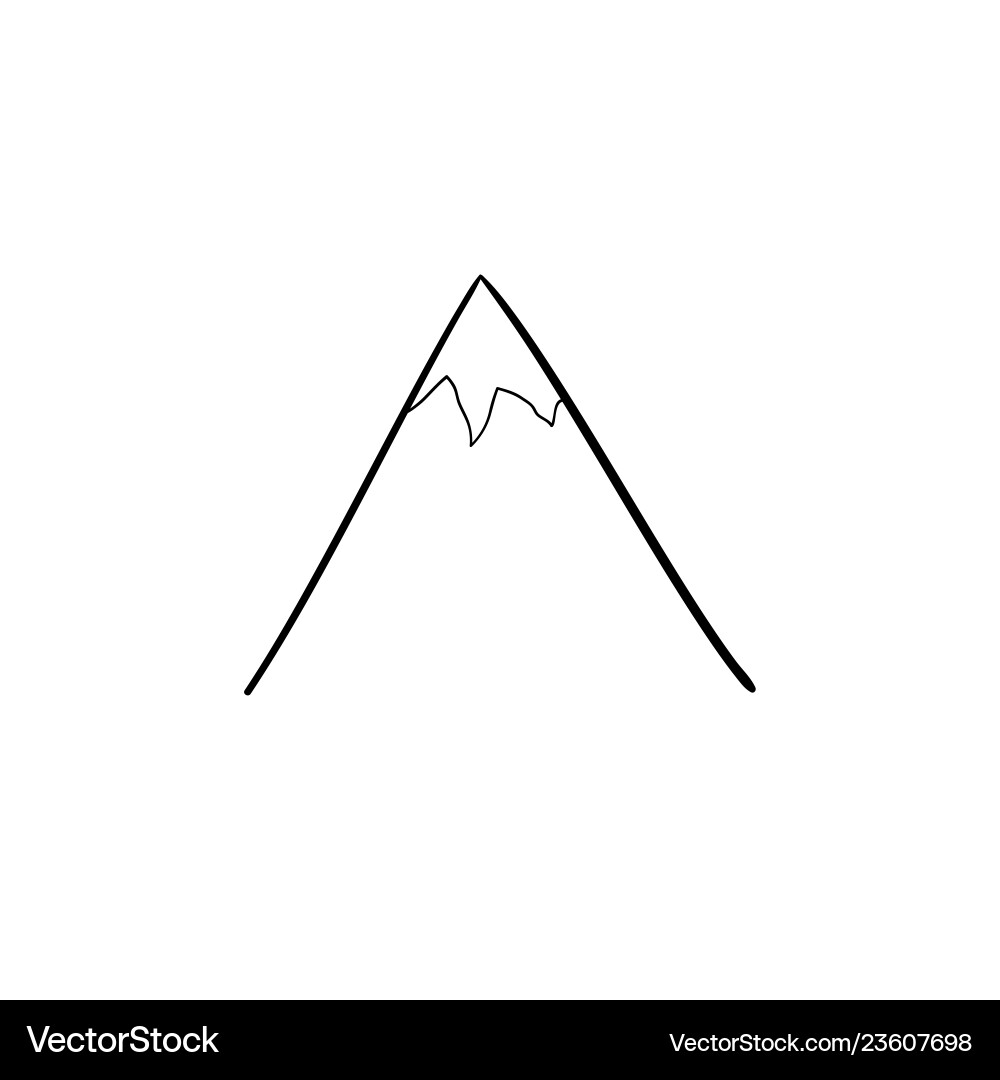 Snow mountain peak hand drawn outline doodle icon Vector Image