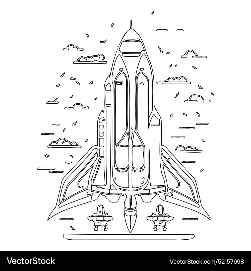 Space shuttle outline sketch Royalty Free Vector Image