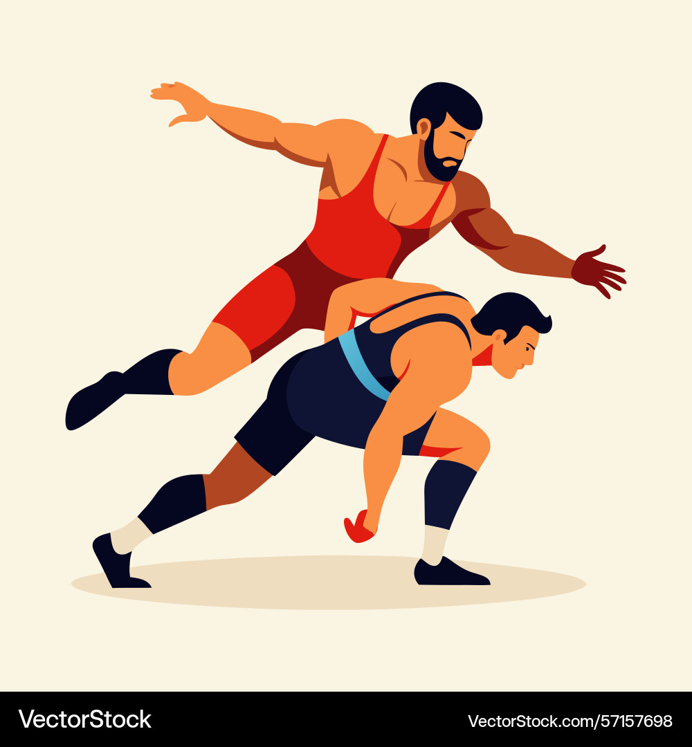 Wrestler in red and black on a background Vector Image
