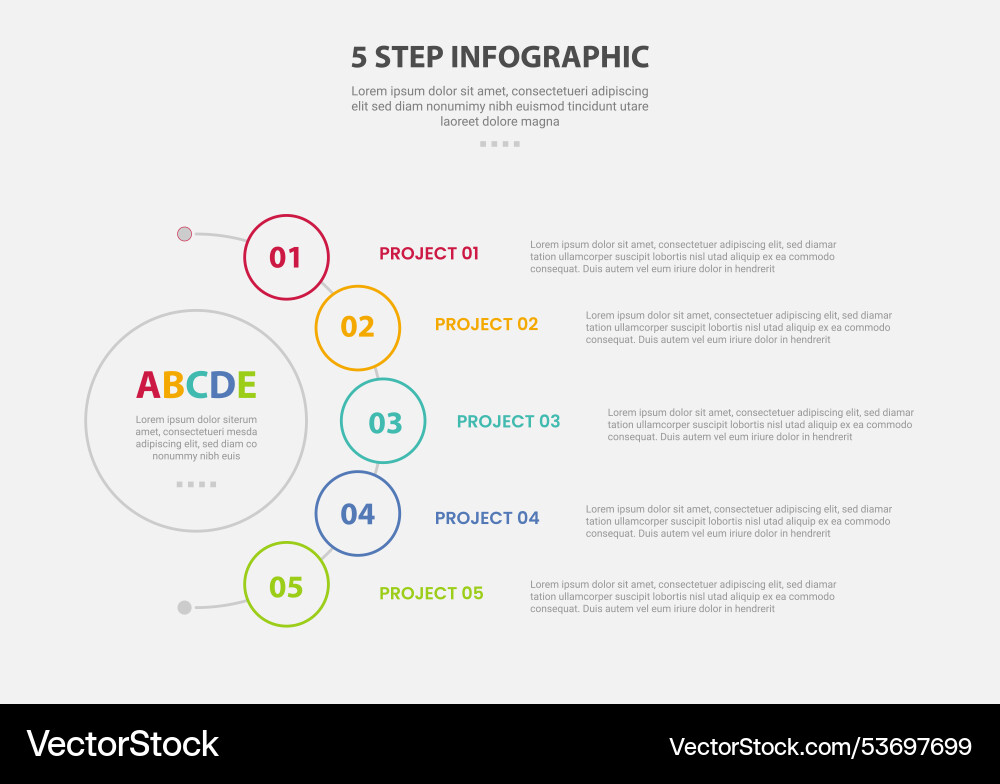 5 points template infographic outline style Vector Image