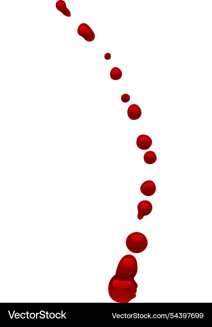Blood drops are dripping down forming a trail and Vector Image