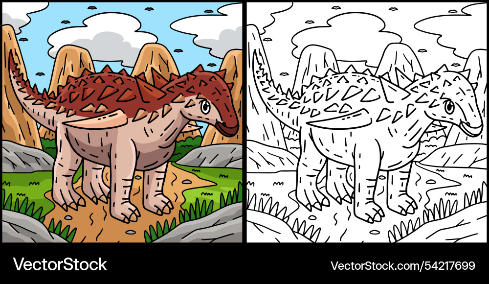 Dinosaur borealopelta coloring page Royalty Free Vector