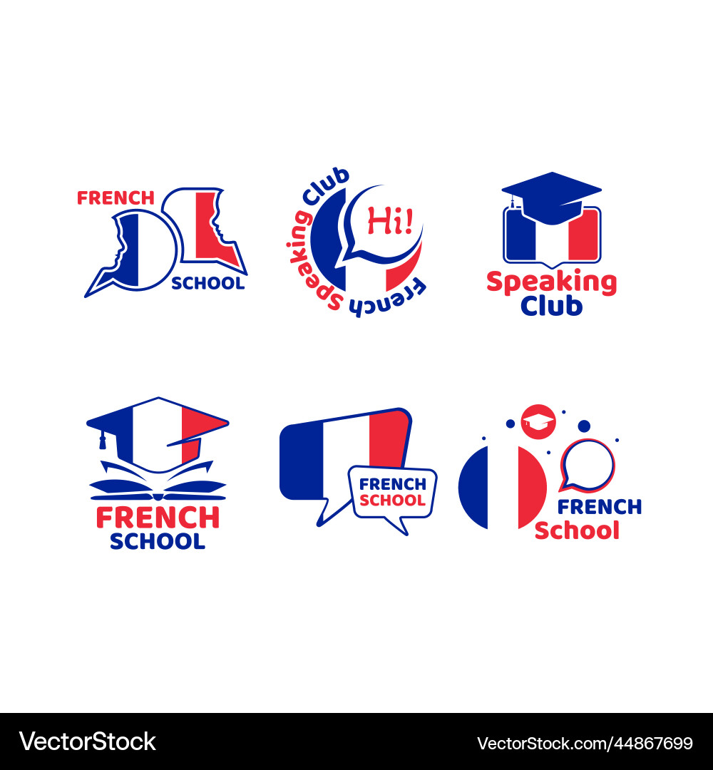 French Language School Icons Royalty Free Vector Image