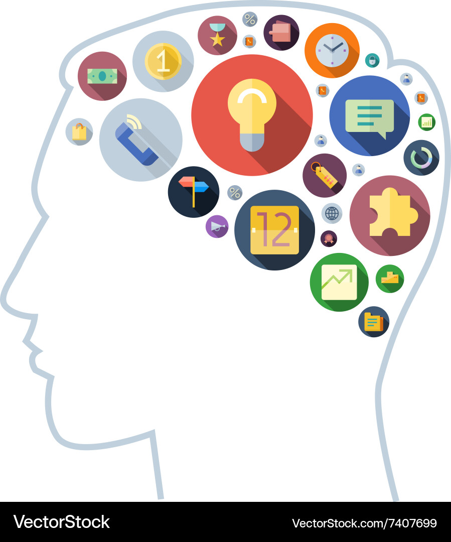 Icons shape flat brain round Royalty Free Vector Image
