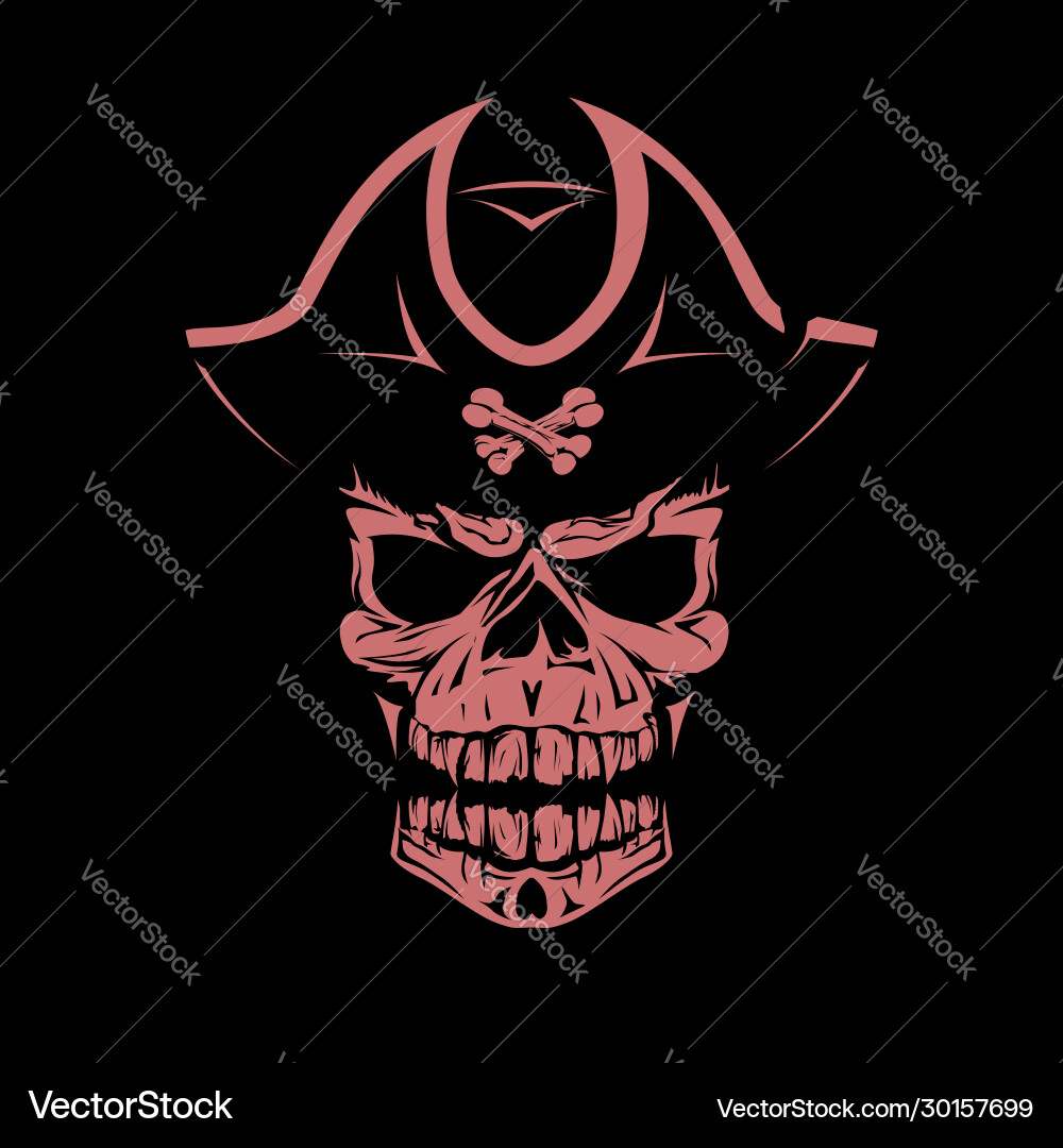 Red angry pirate skull Royalty Free Vector Image