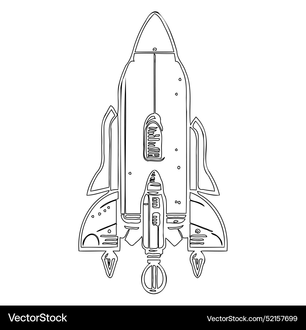 Space shuttle outline sketch Royalty Free Vector Image