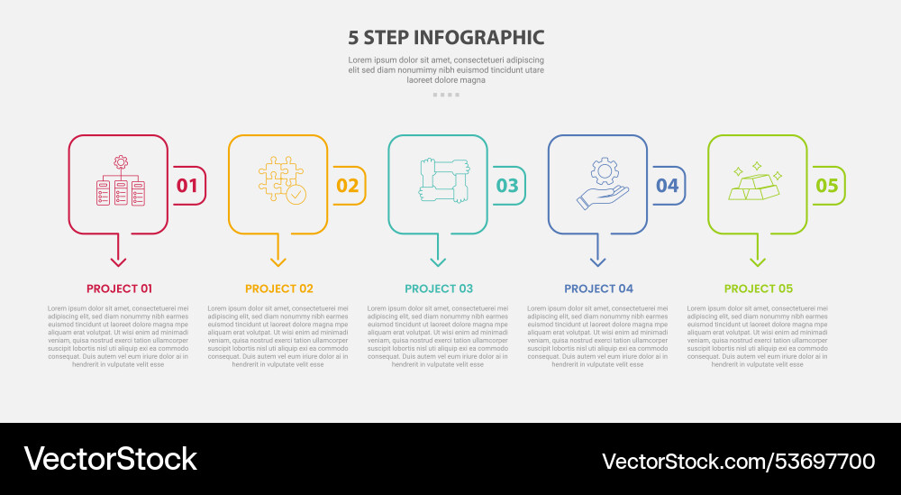 5 points template infographic outline style Vector Image