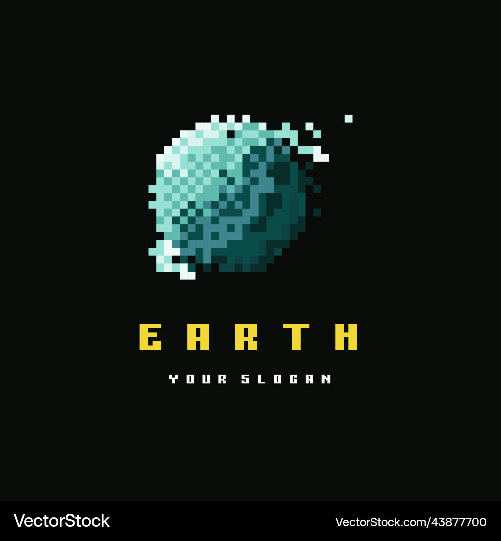 Earth logo design in pexel art Royalty Free Vector Image