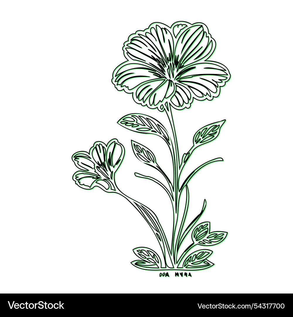 Line art flower Royalty Free Vector Image - VectorStock