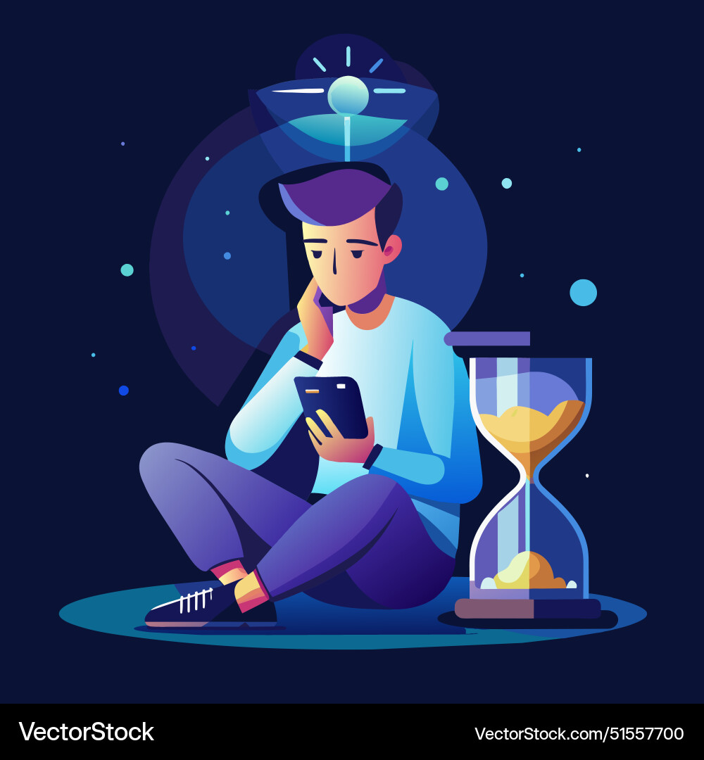 Screen time doom scrolling or wasted time using Vector Image