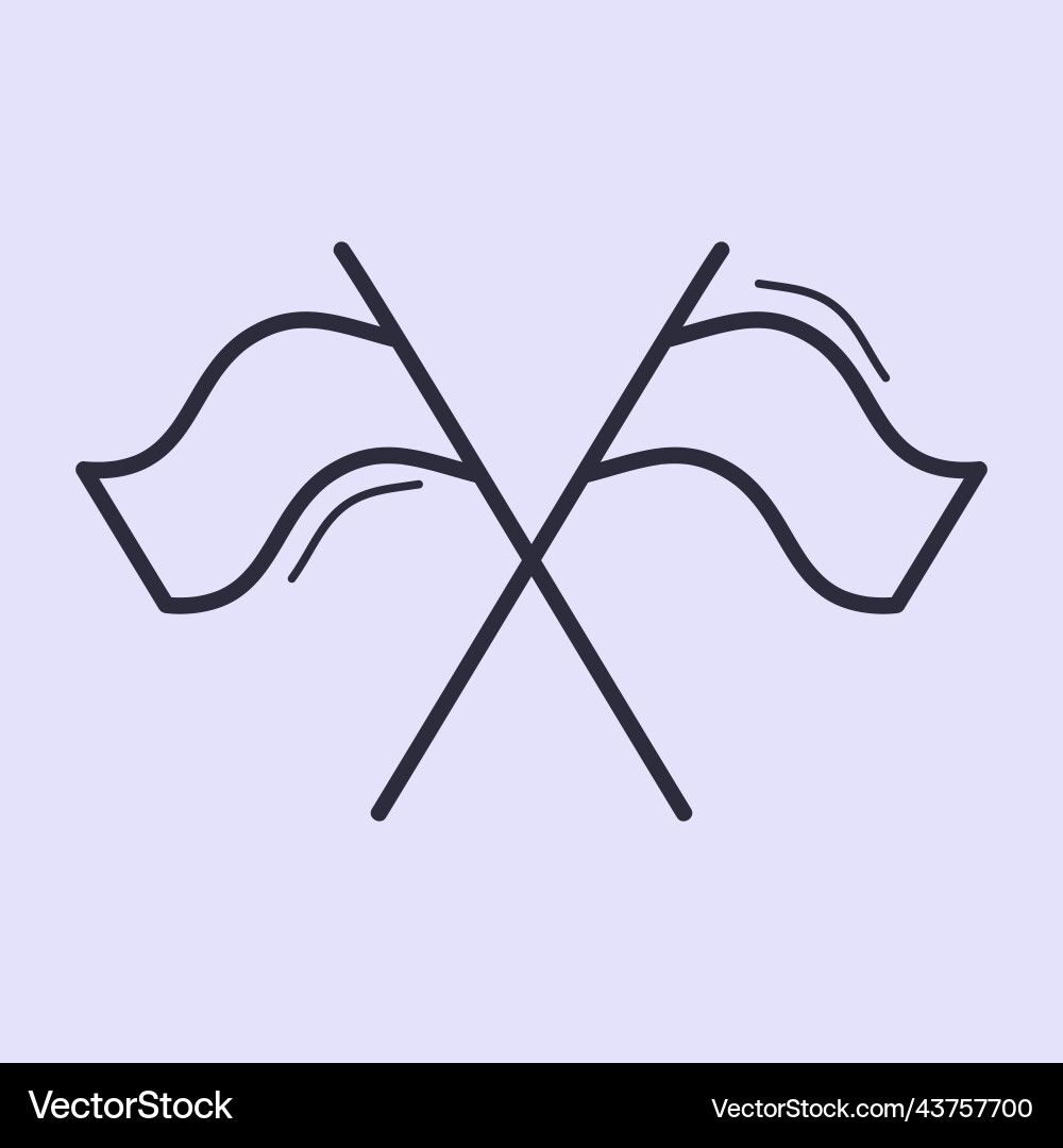 Two flags crossed doodle style sketch hand drawn Vector Image