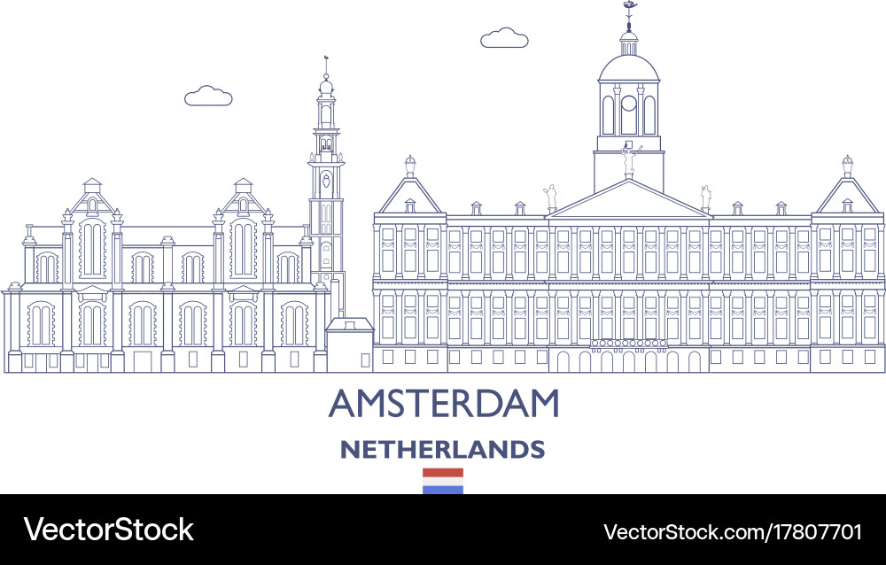Amsterdam city skyline Royalty Free Vector Image