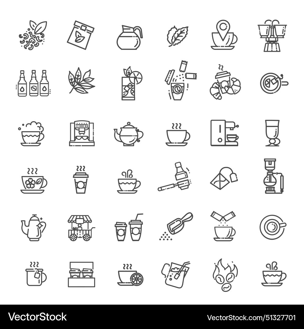 Coffee and tea icons set thin line design Vector Image