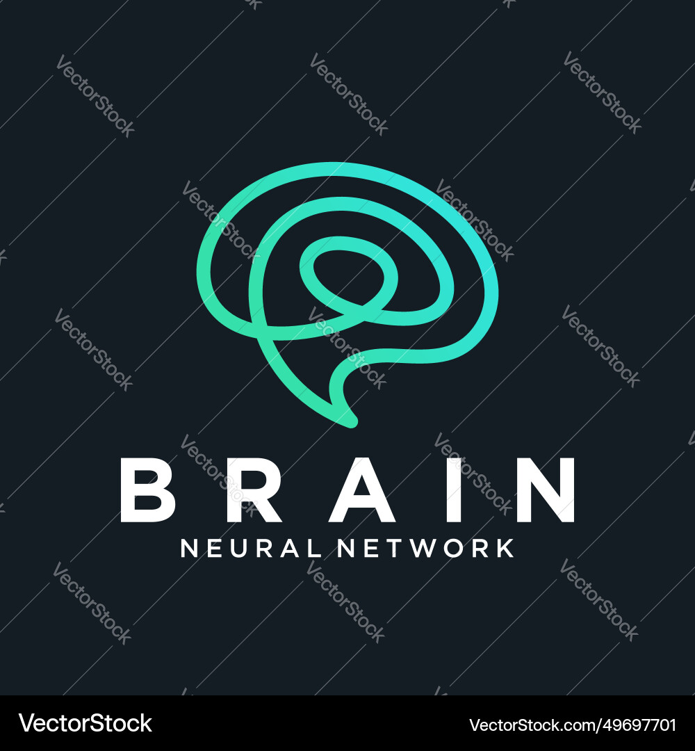 Creative brain color logo genius smart symbol Vector Image