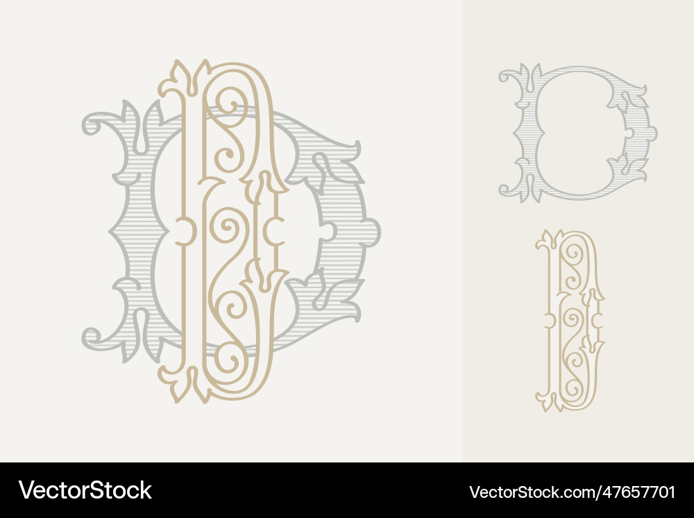 D letter wedding monogram creator kit elegant Vector Image