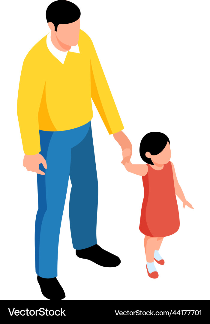 Isometric dad daughter Royalty Free Vector Image