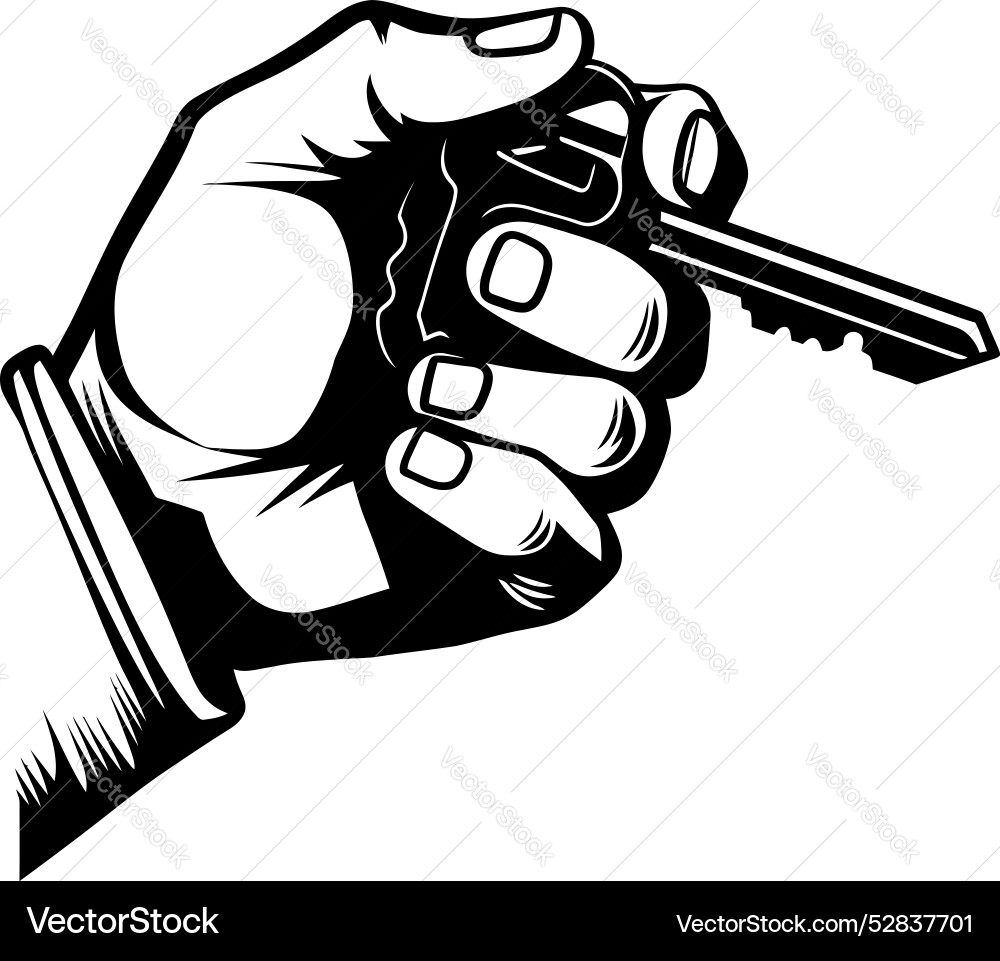 Key to success handholding emblem access granted Vector Image