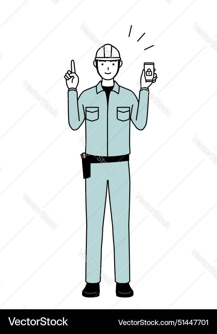 Man in helmet and workwear taking security Vector Image