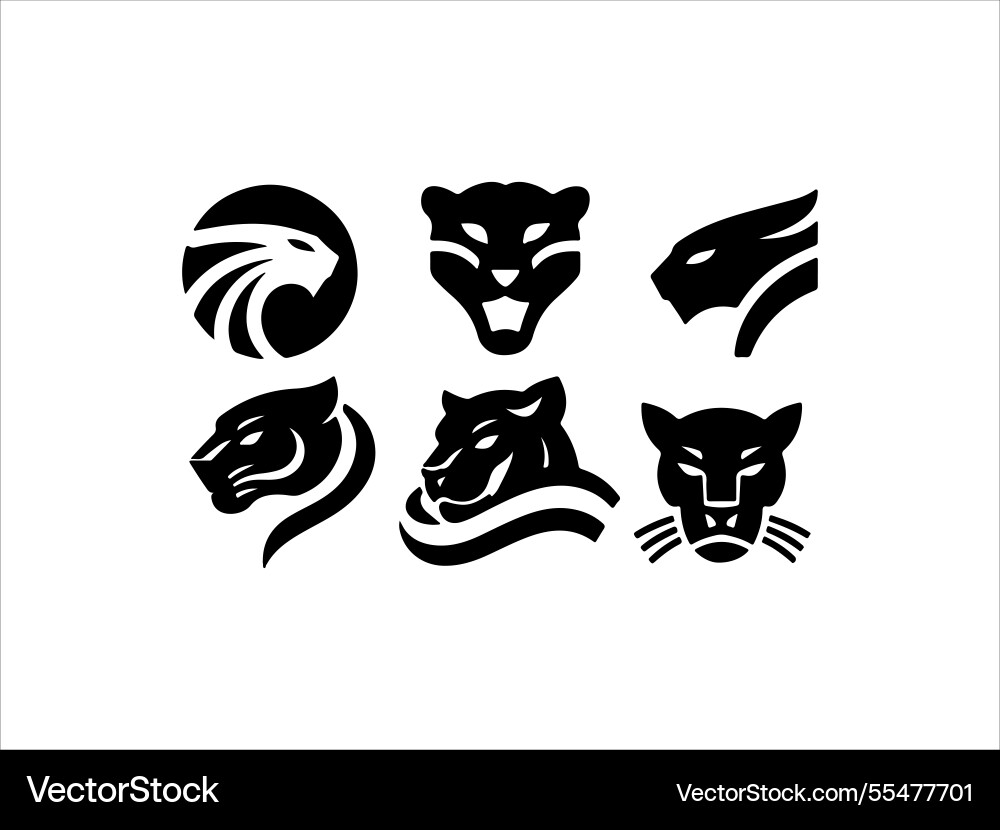 Panther logo set design Royalty Free Vector Image