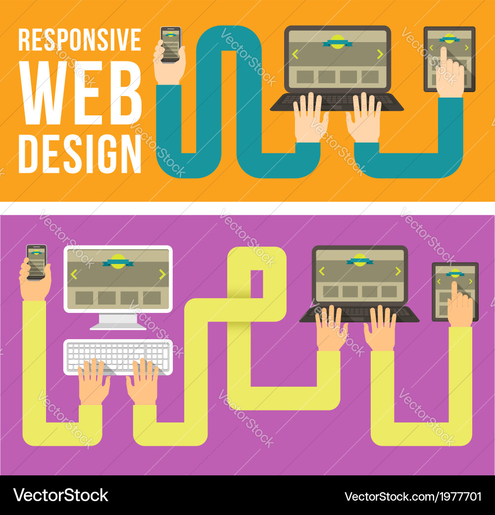 Responsive Web Banners - Mobile & Desktop Vector Image