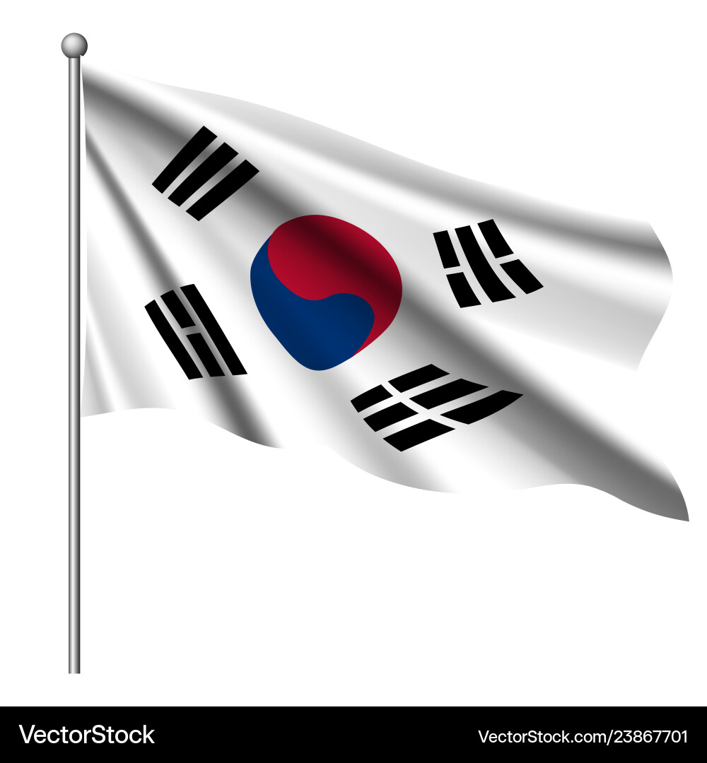 South korea flag background with cloth texture Vector Image