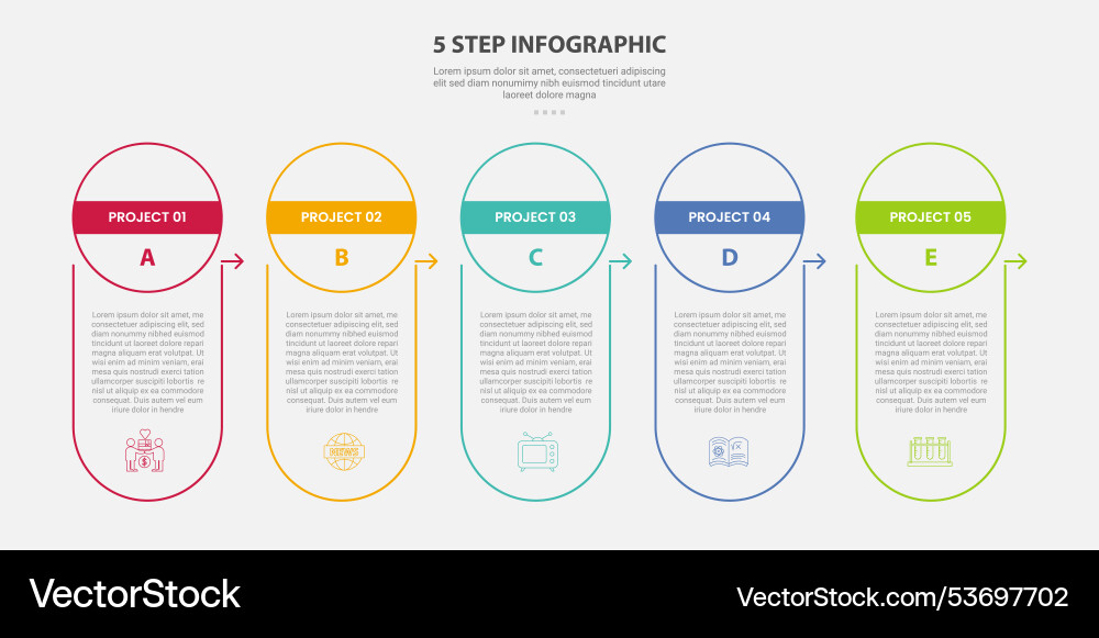 5 points template infographic outline style Vector Image