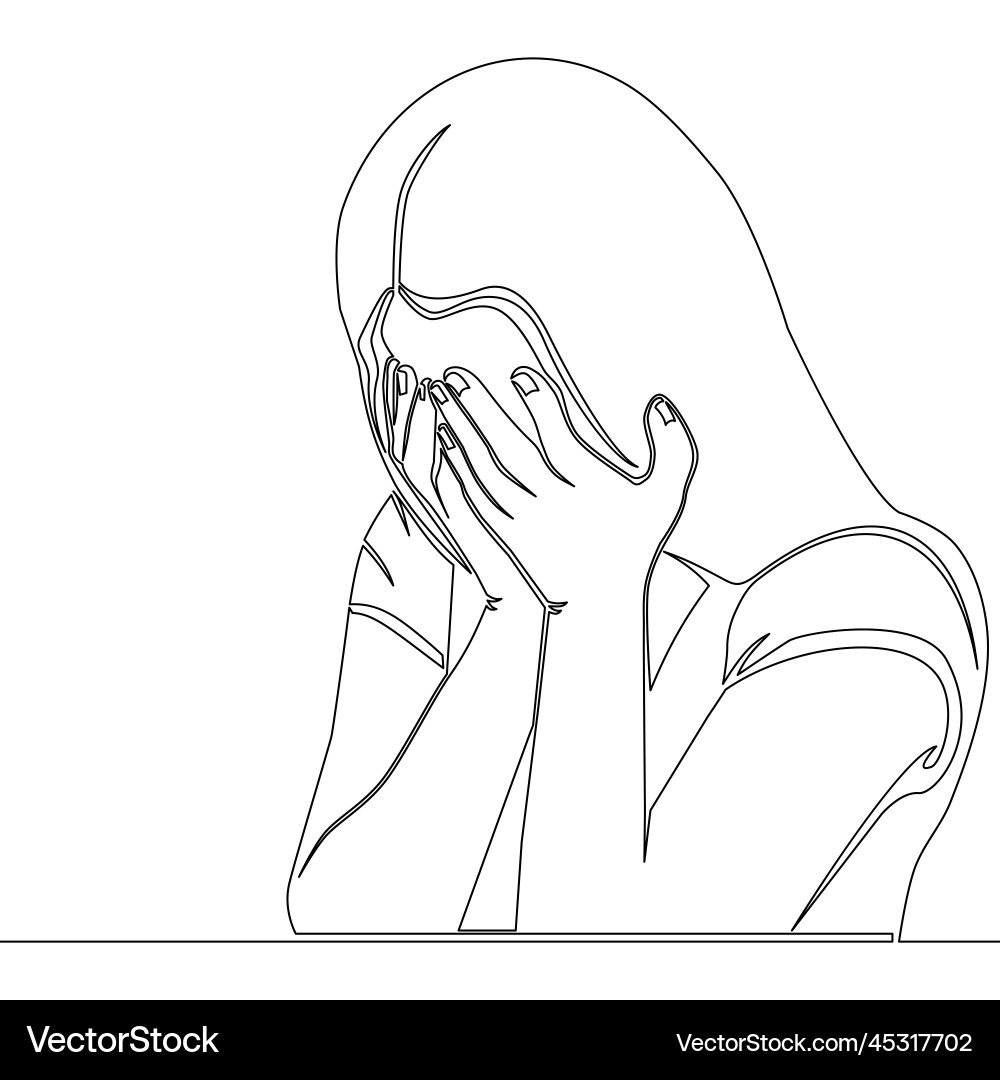 Continuous line drawing woman in despair concept Vector Image
