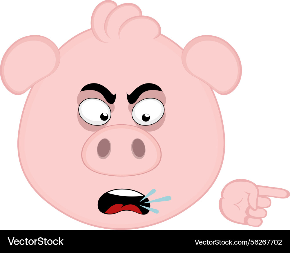 Emoji pig character accusing hand finger Vector Image