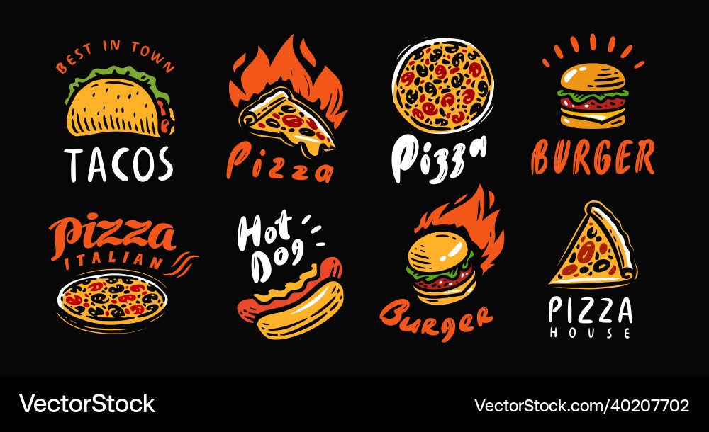 Food label set badges for restaurant or cafe menu Vector Image