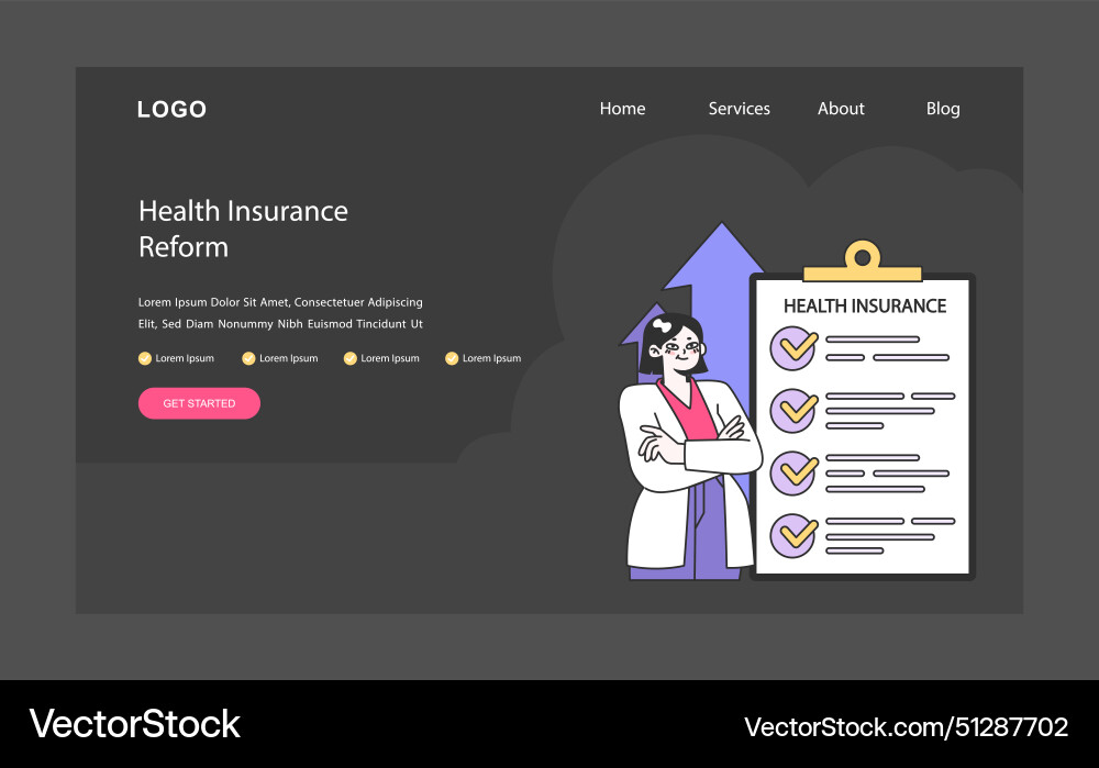 Health insurance reform concept flat Royalty Free Vector
