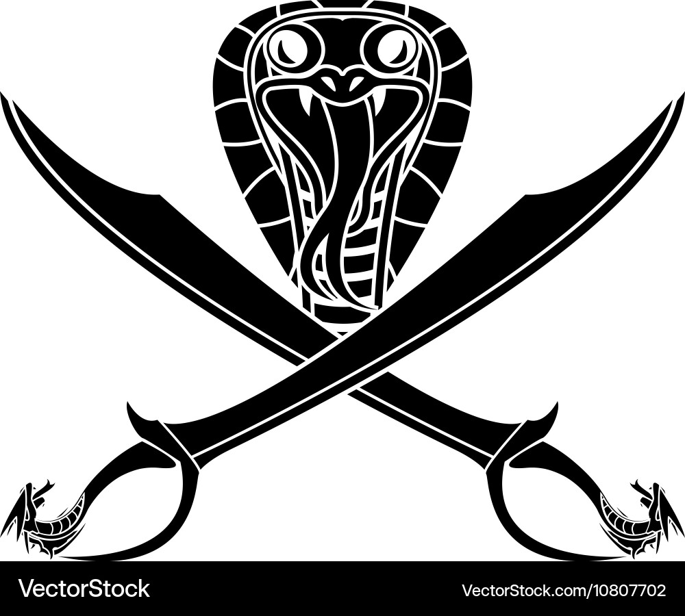 Heraldic snake symbol stencil Royalty Free Vector Image
