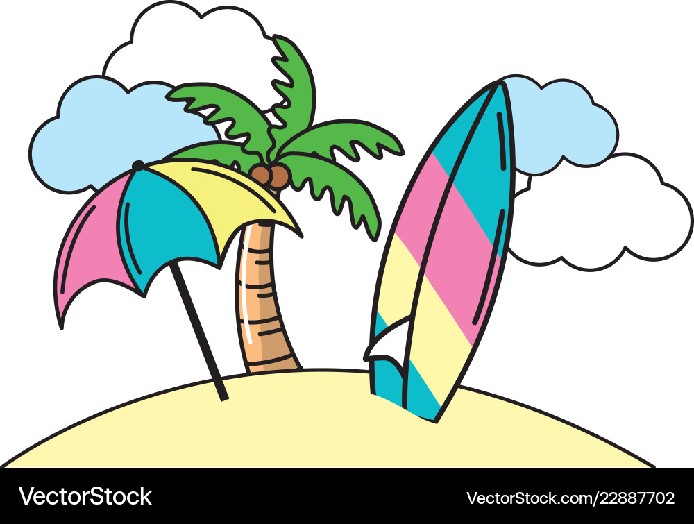 Sommer Strand Cartoon Lizenzfreies Vektorbild