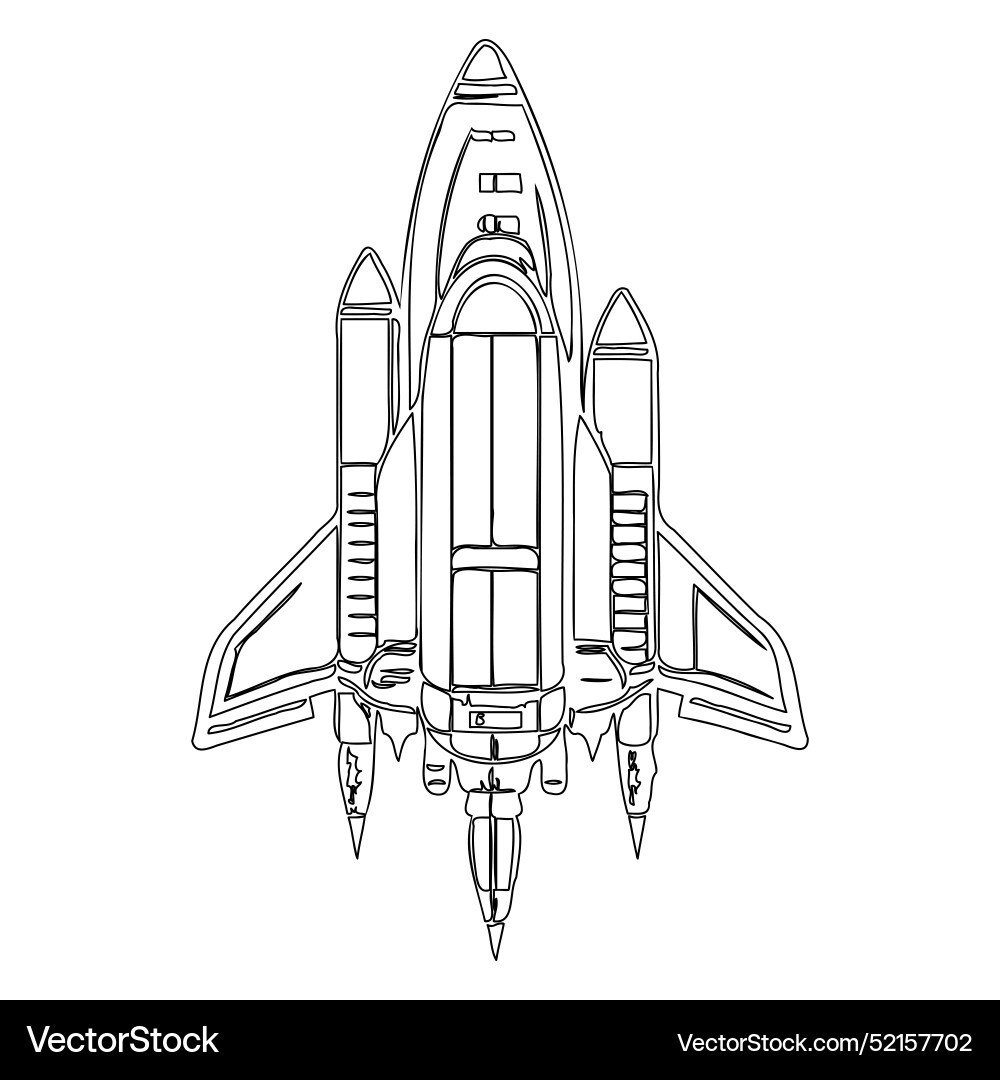 Space shuttle outline sketch Royalty Free Vector Image