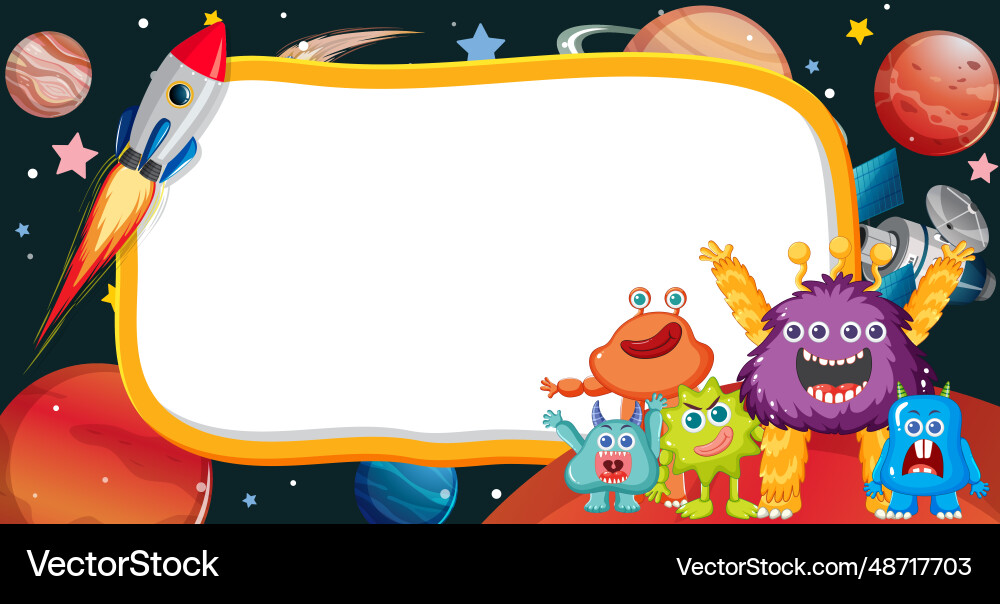 Alien Monster Space Border Royalty Free Vector Image