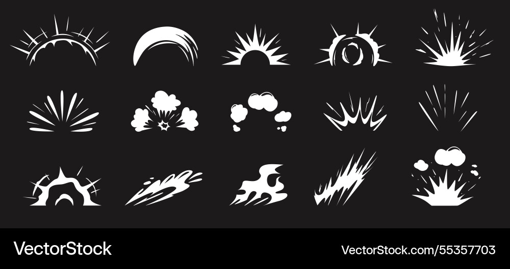 Cartoon surface explosion shapes explosive burst Vector Image
