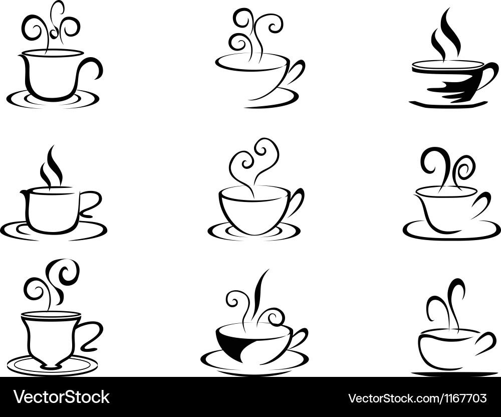 Coffee cup shapes Royalty Free Vector Image - VectorStock