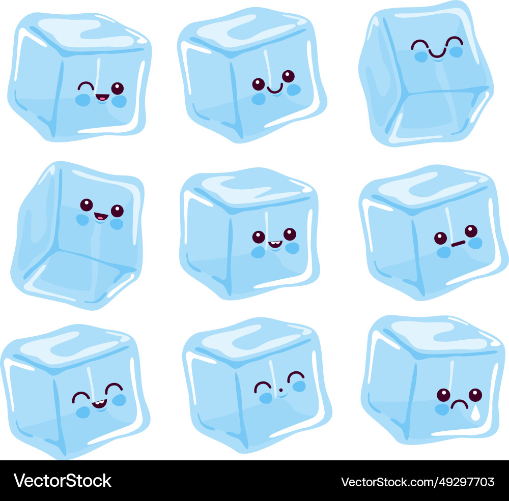 Cute ice cube characters Royalty Free Vector Image