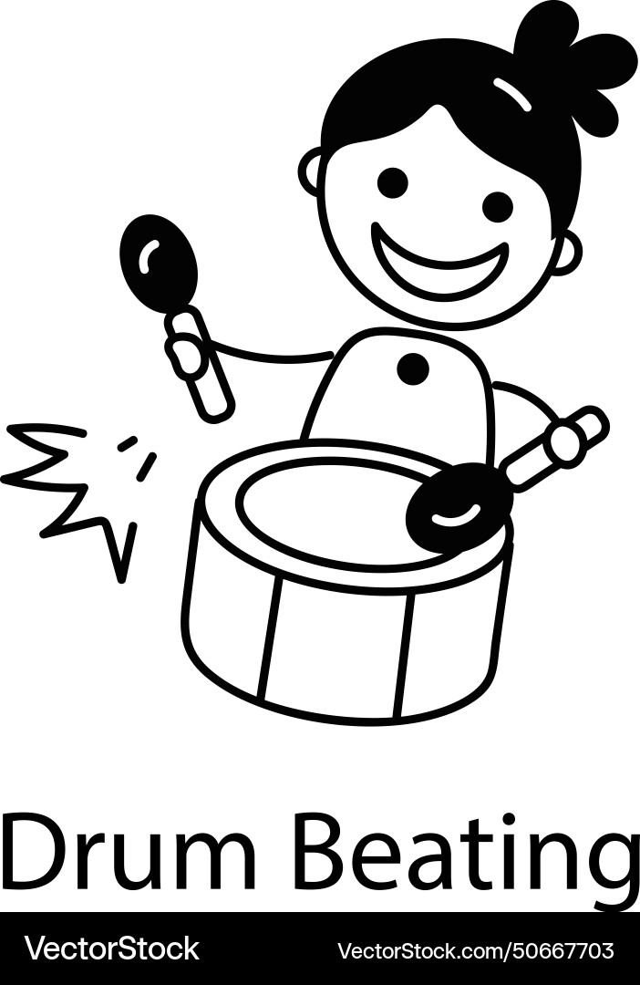 Drum beating Royalty Free Vector Image - VectorStock