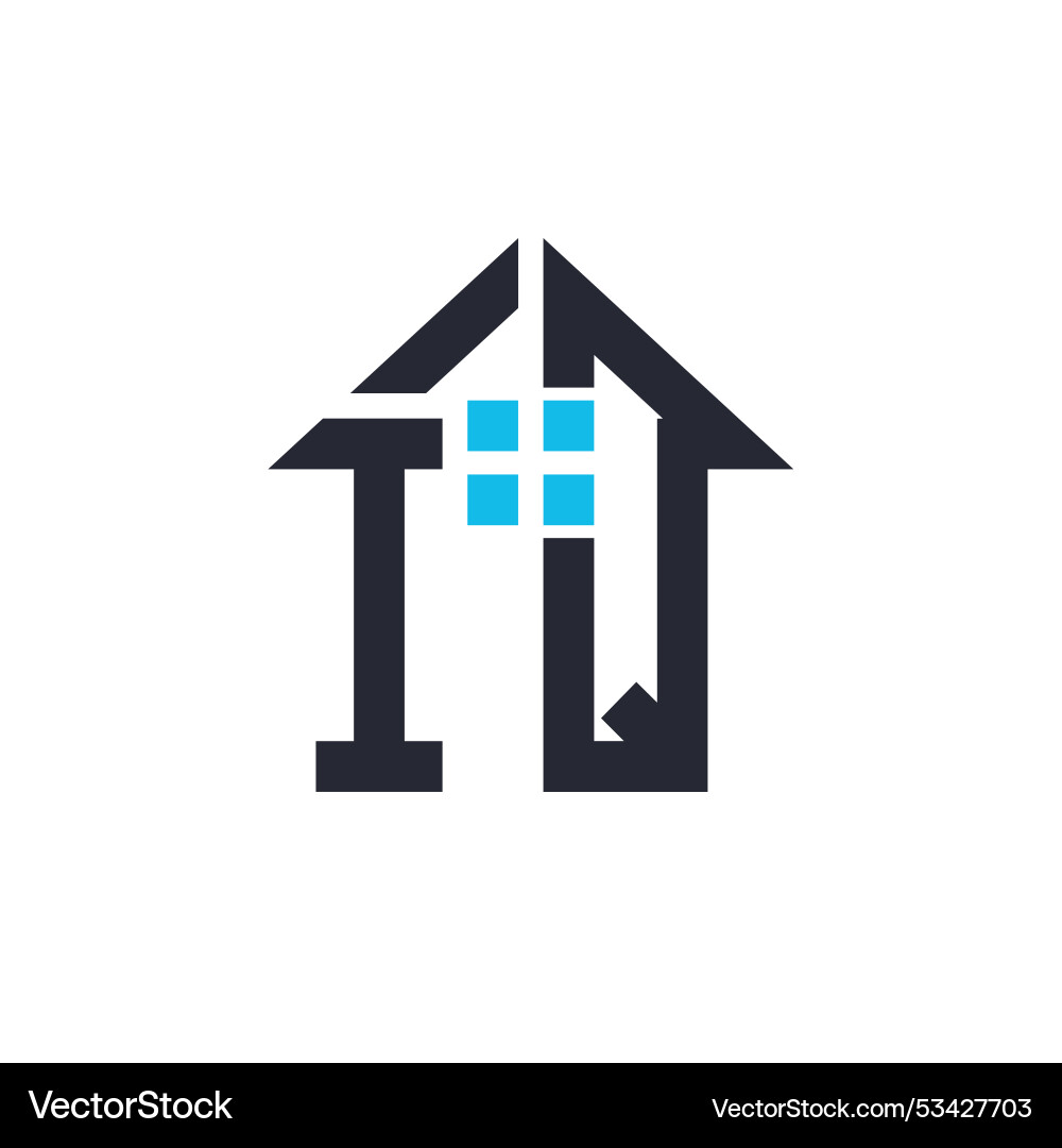 Initials iq house logo design creative letter Vector Image