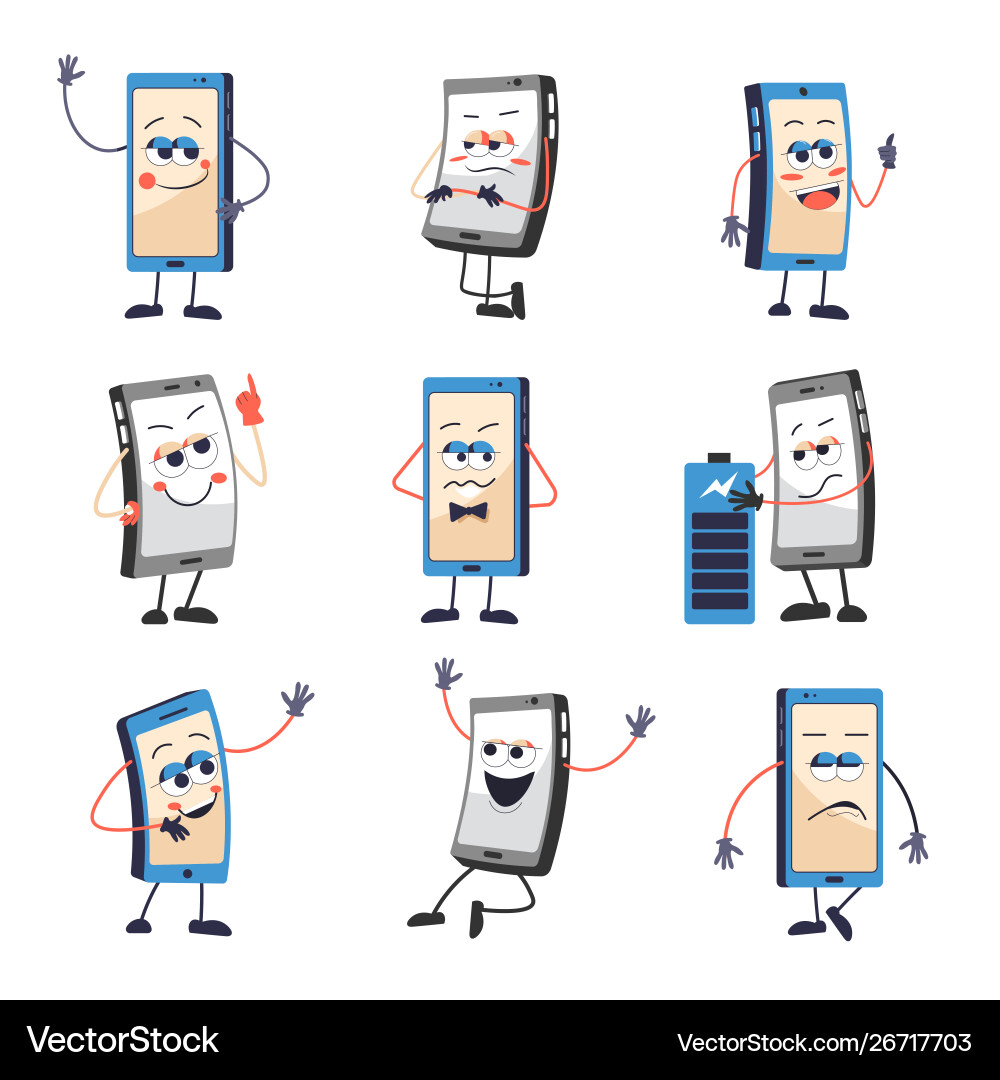 Mobile phone or smartphone with face and emotions Vector Image
