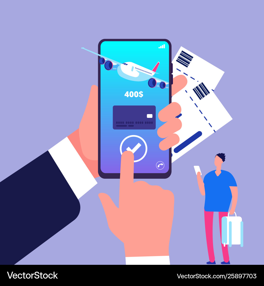 Online ticket concept buying tickets Royalty Free Vector