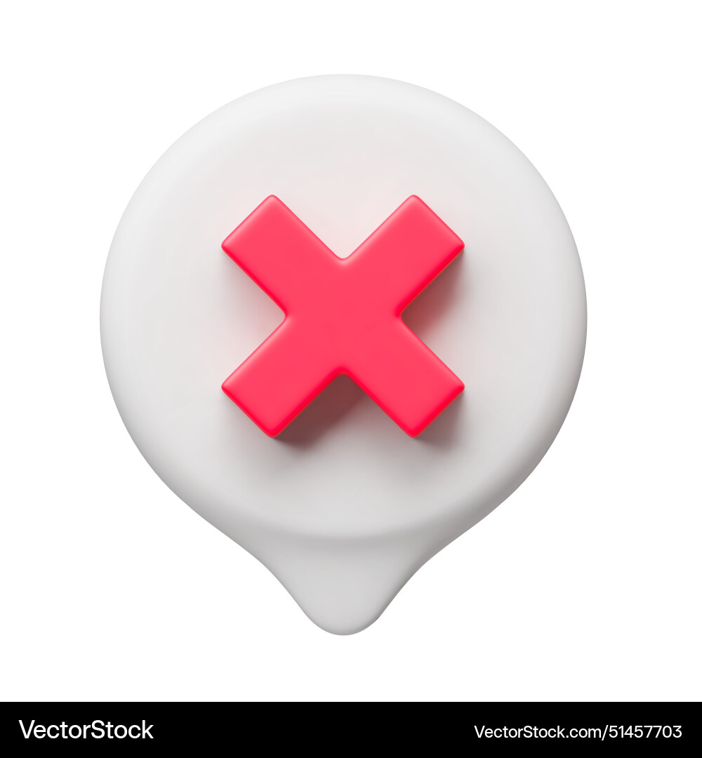 Red wrong check mark sign in white speech bubble Vector Image