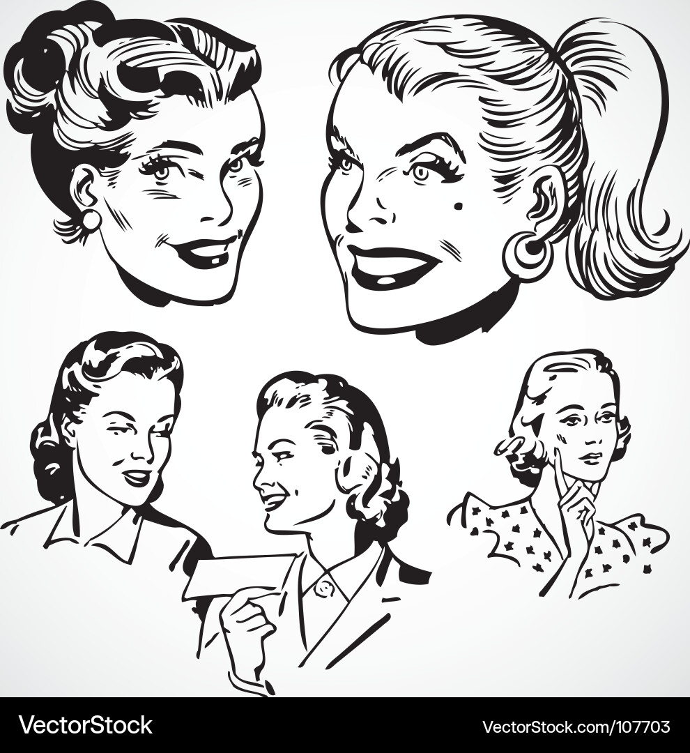 Retro women talking Royalty Free Vector Image - VectorStock