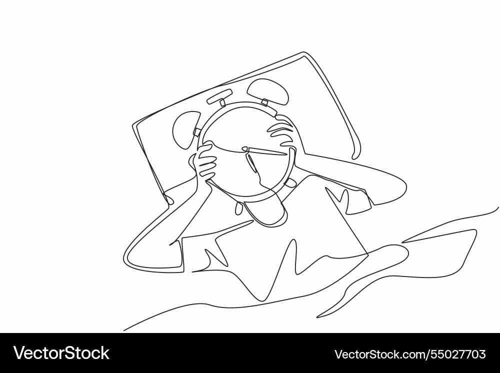 Single continuous line drawing person lying Vector Image