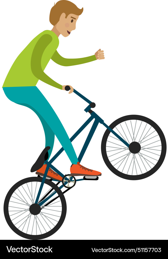 Teenager boy making trick on bicycle icon Vector Image
